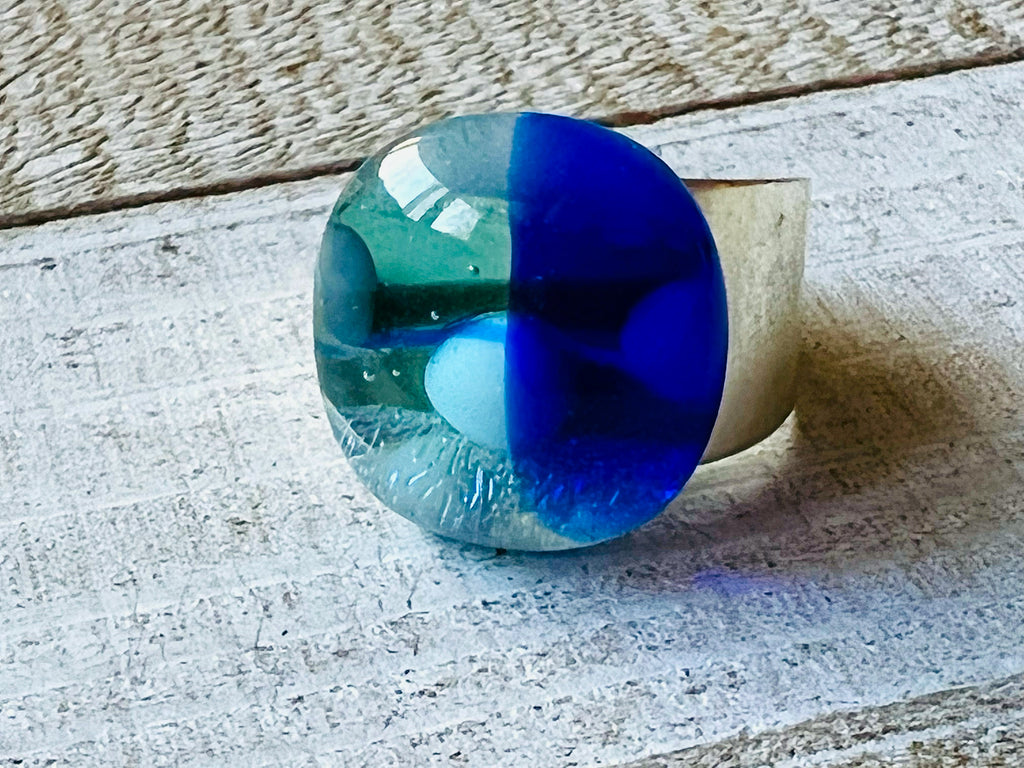 Fused Glass Ring ~ Bottomless Blue ~ – Miss Olivias Line